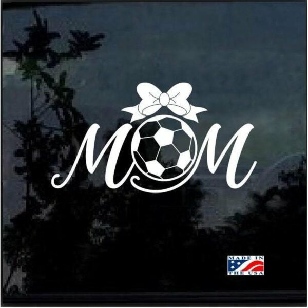 Soccer Mom with Bow Window Decal Sticker - DecalChimp